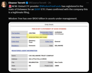 WisdomTree registra seu primeiro ETF de XRP